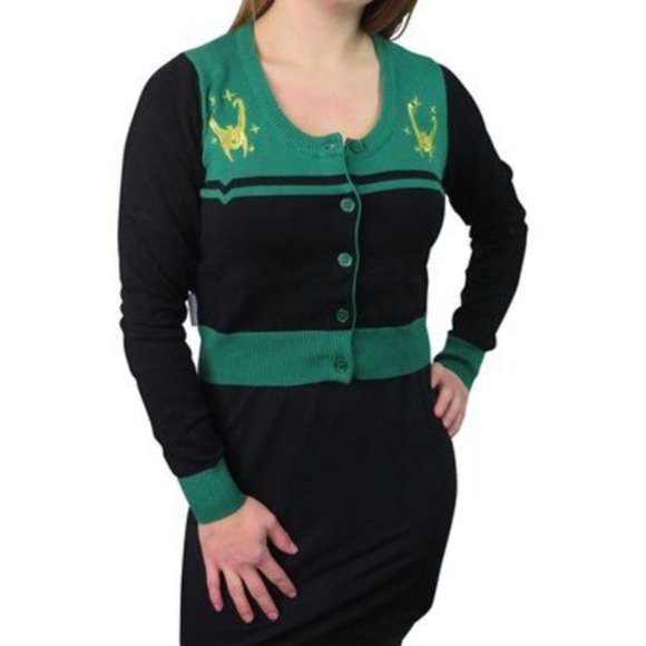 Marvel | Sweaters | Marvel Loki Helm Vintage Cardigan Sweater Large ...